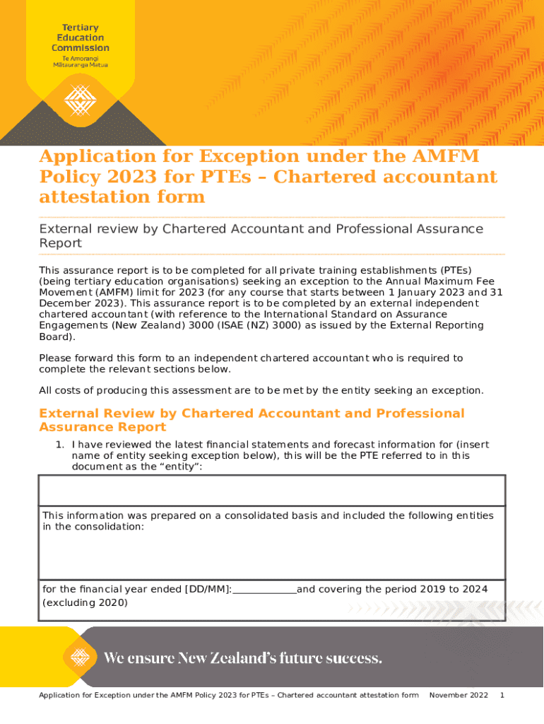 AMFM 2018 Application for exceptions for PTEs - ICA attestation Doc ...