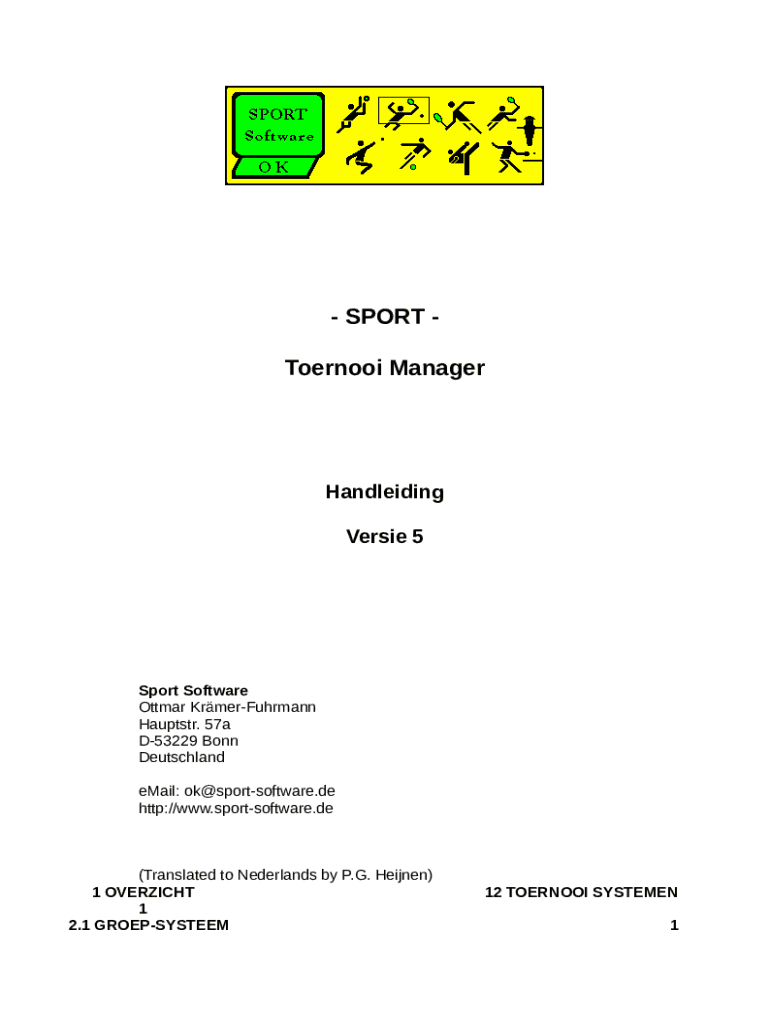 SPORT Software. Handboek Doc Template | pdfFiller