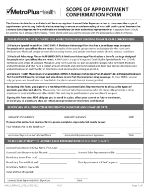 Fillable Online SCOPE OF APPOINTMENT CONFIRMATION FORM. Chapter 2 ...