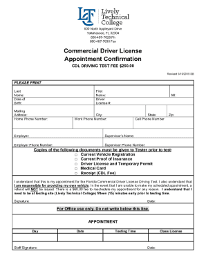 Fillable Online Commercial Driver License Appointment Confirmation Fax ...