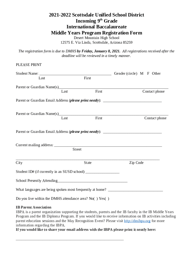 Academics / IB Registration and Application s Doc Template | pdfFiller