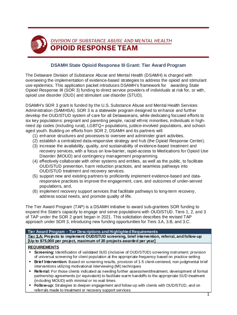 Delaware State Opioid Response (SOR) Initiative Ination ... Doc ...