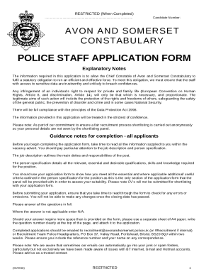 avon and somerset constabulary police staff application Doc Template ...