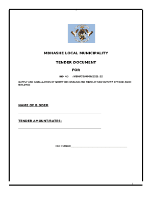 mbhashe local municipality tender document for Doc Template | pdfFiller