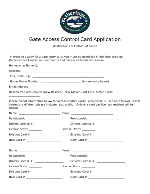 s - Gate Access Control Card Application Doc Template | pdfFiller