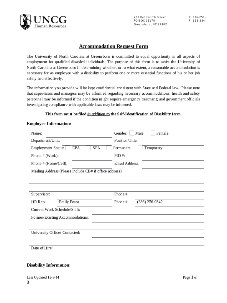 Accommodations - UNC-Chapel Hill Equal Opportunity and ... Doc Template | pdfFiller