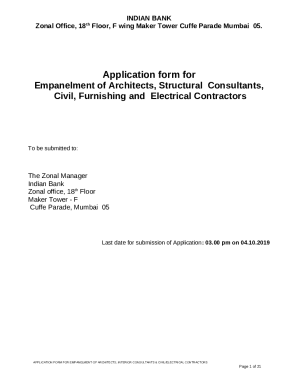 application for empanelment of architects / consultants Doc Template | pdfFiller