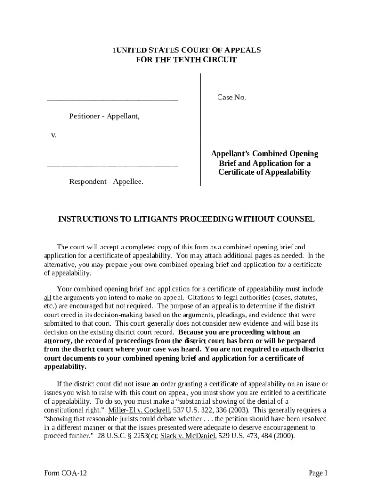 Appellant's Combined Opening Doc Template | pdfFiller