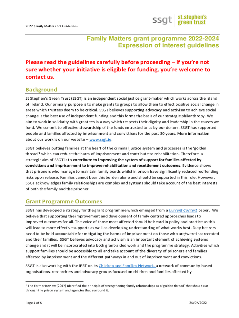 Fillable Online St Stephen's Green Trust: Family Matters Grant Programme ... Fax Email Print ...