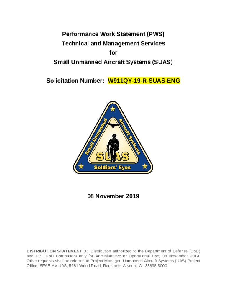 Perance Work Statement (PWS) Unmanned Aircraft ... Doc Template | pdfFiller