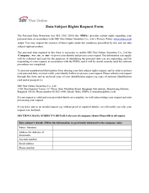 Fillable Online Data Subject Rights Request Form - sbito Fax Email ...