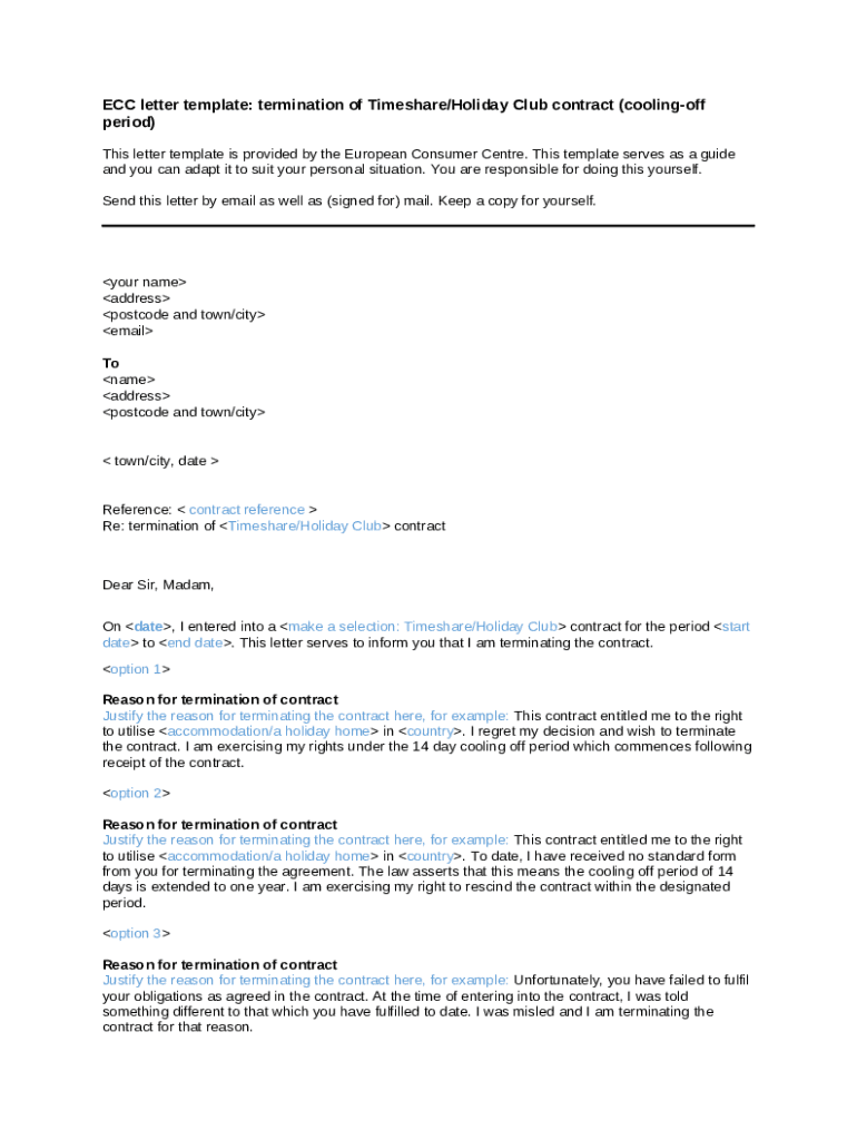 Sample Letter Template for Cancelling Timeshare Agreement Doc Template ...