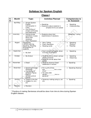Fillable Online Sample Syllabus - ESL 20 - Conversation and Fluency Fax ...