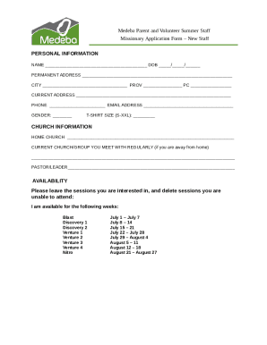 Summer Application Package - Medeba Doc Template | pdfFiller