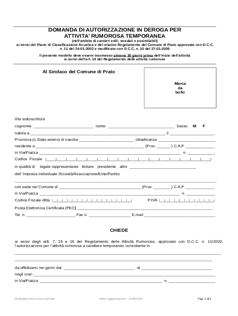 Deroga ai limiti di rumorosit ambientale per cantieri e ... Doc ...