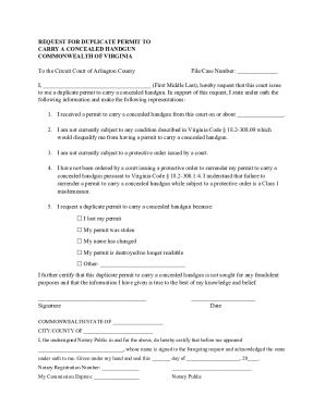 Fillable Online request for duplicate permit - to carry concealed ...