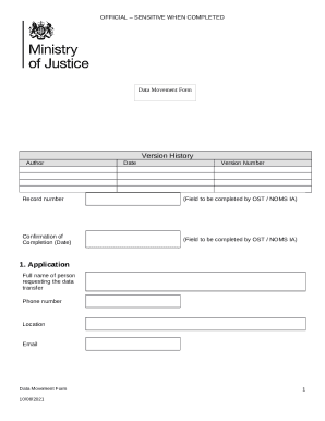 MOJ Data Movement . IT and Ination security Doc Template | pdfFiller