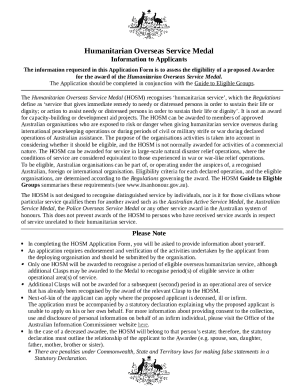 Humanitarian Overseas Medal Nomination Doc Template | pdfFiller