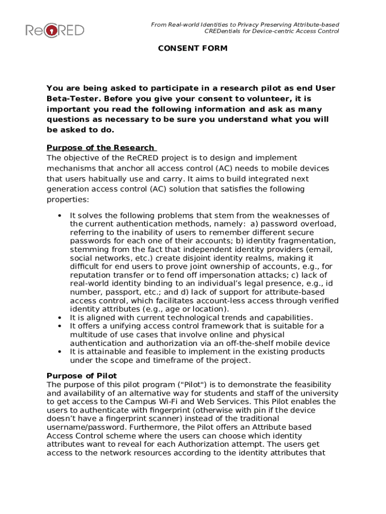 consent to act as a participant in a research registry Doc Template ...