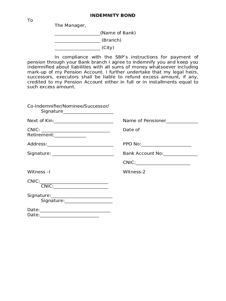 Option and Indemnity Bond. Option for Direct Credit of Pension Through ...