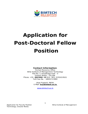 Application for Post-Doctoral Fellow Position ... - BIMTECH Doc ...
