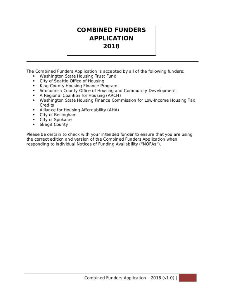 COMBINED FUNDERS APPLICATION General Instructions Doc Template | pdfFiller