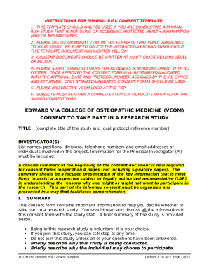 IRB Consent Template: Minimal Risk Studies Doc Template | pdfFiller