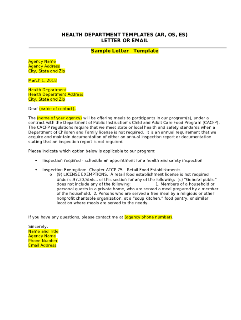 Health Department Letter Email Template - dpi wi Doc Template | pdfFiller