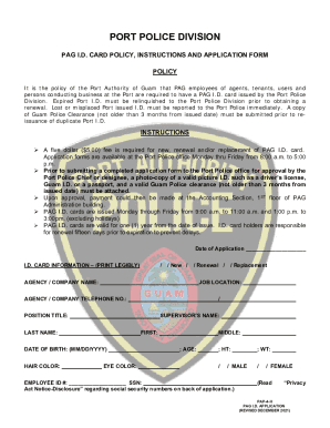 Fillable Online pag id card policy, instructions and application form ...