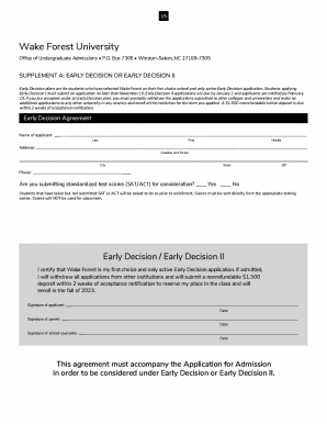 Fillable Online 2022 Early Decision Application Fax Email Print - pdfFiller