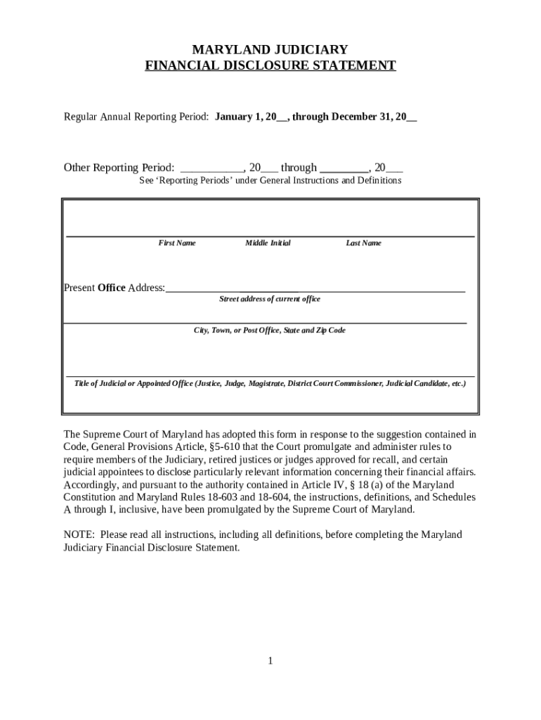 Financial Disclosure Statement for Calendar Year Doc Template | pdfFiller