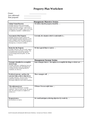 Property Management Plan Worksheet Doc Template | pdfFiller
