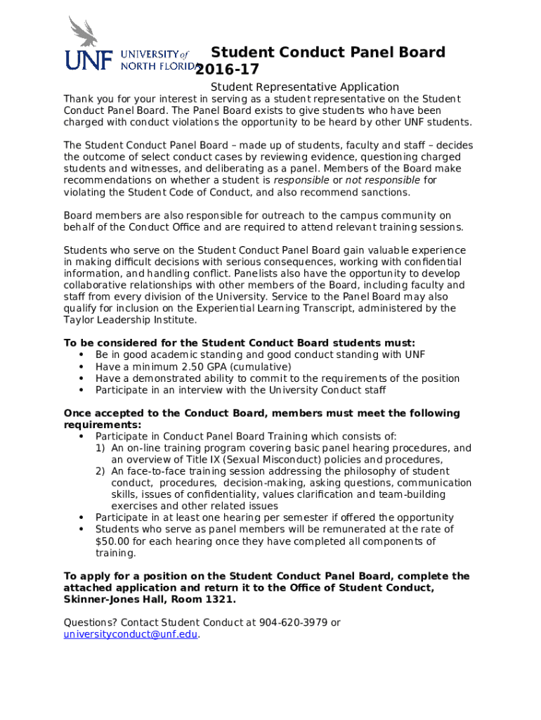 Student Conduct Board Roles - University of North Florida Doc Template ...