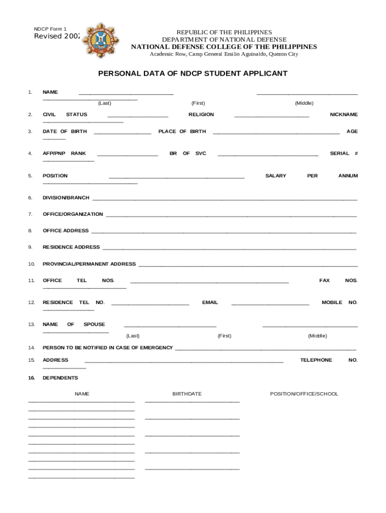DonsLink - NDCP Entrance Exam Registration Doc Template | pdfFiller
