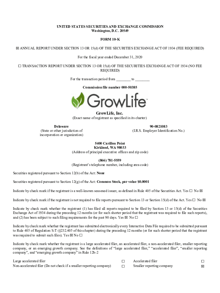 Fillable Online GrowLife, Inc. - West Coast Stock Transfer Fax Email ...
