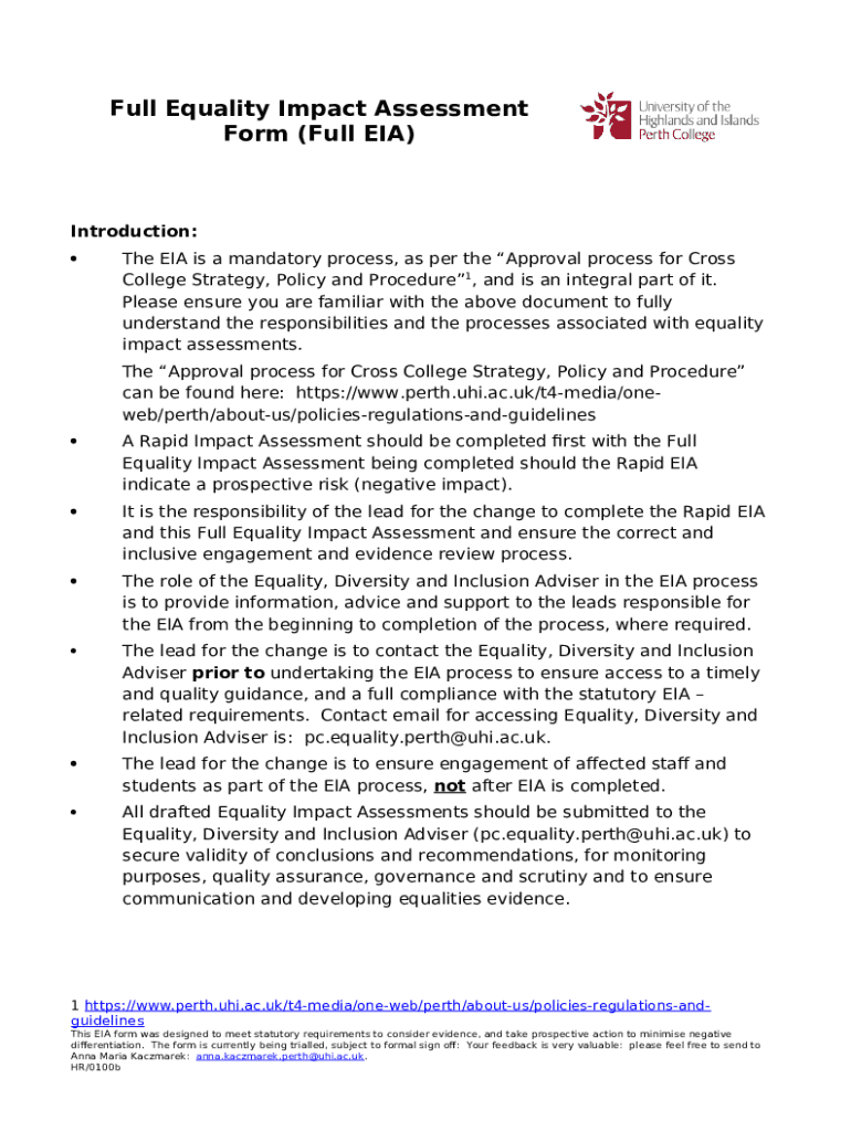 (online) Full Equality Impact Assessment (Full EIA) Doc Template ...