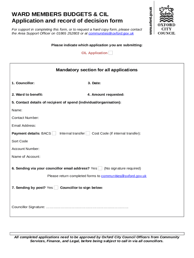 WARD MEMBERS BUDGETSApplication and record of decision Doc Template ...
