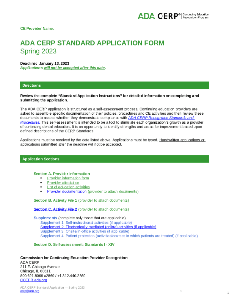 ada cerp standard application - CCEPR Doc Template | pdfFiller