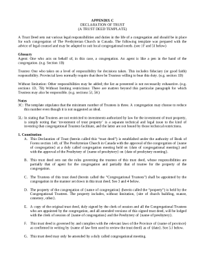 Trust Deed Template - The Presbyterian Church in Canada Doc Template ...