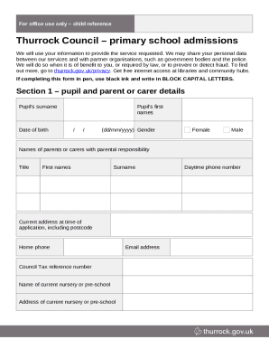 Thurrock Council - Primary school admissions . Thurrock Council - Primary school admissions Doc ...