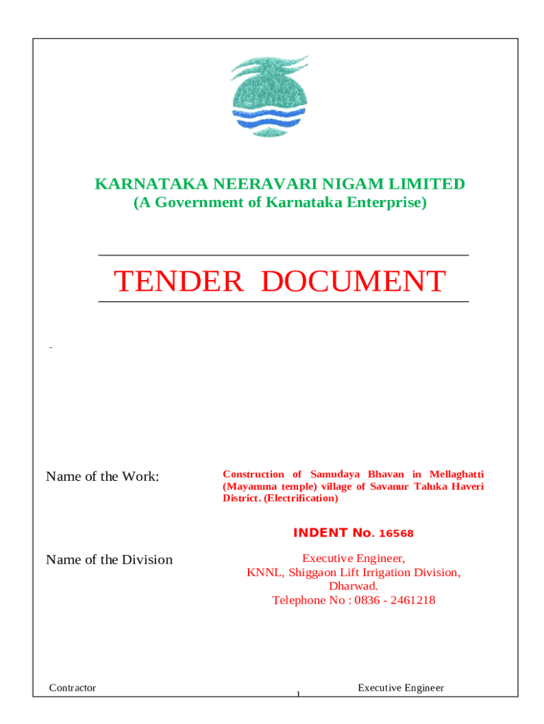 KNNL Tender - Construction Of Samudaya Bhavana Near Sri ... Doc Template | pdfFiller