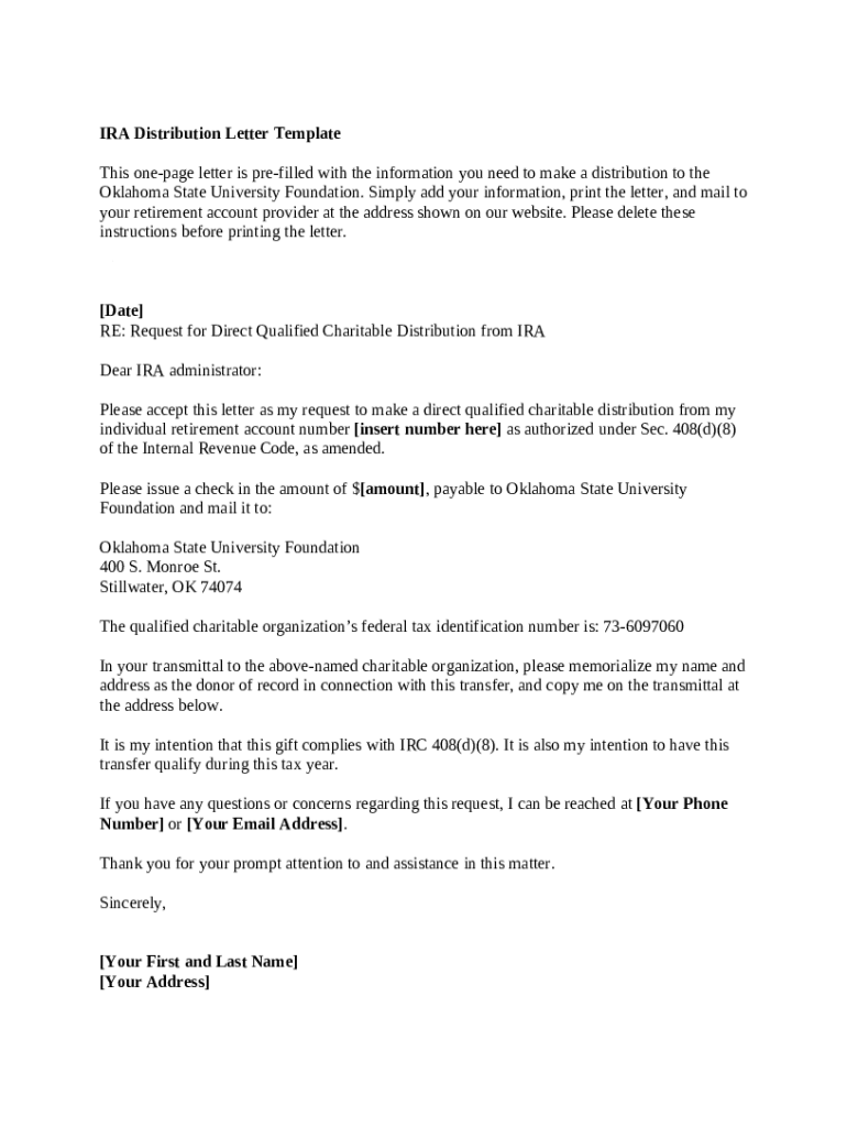 Sample IRA Provider Letter - CDC Foundation Doc Template | pdfFiller