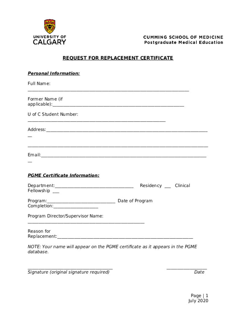 request-for-replacement-certificate-pgme-nov18-v1 - cumming ucalgary ...