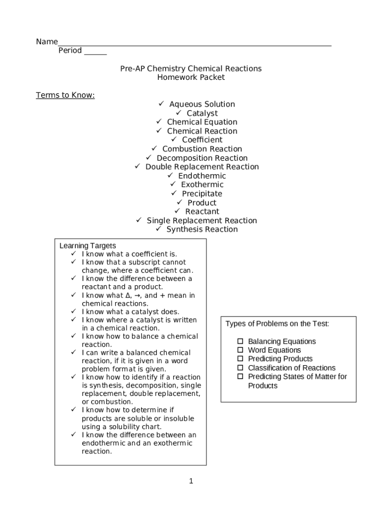 Steps to Predicting the Products of Chemical Reactions Doc Template ...