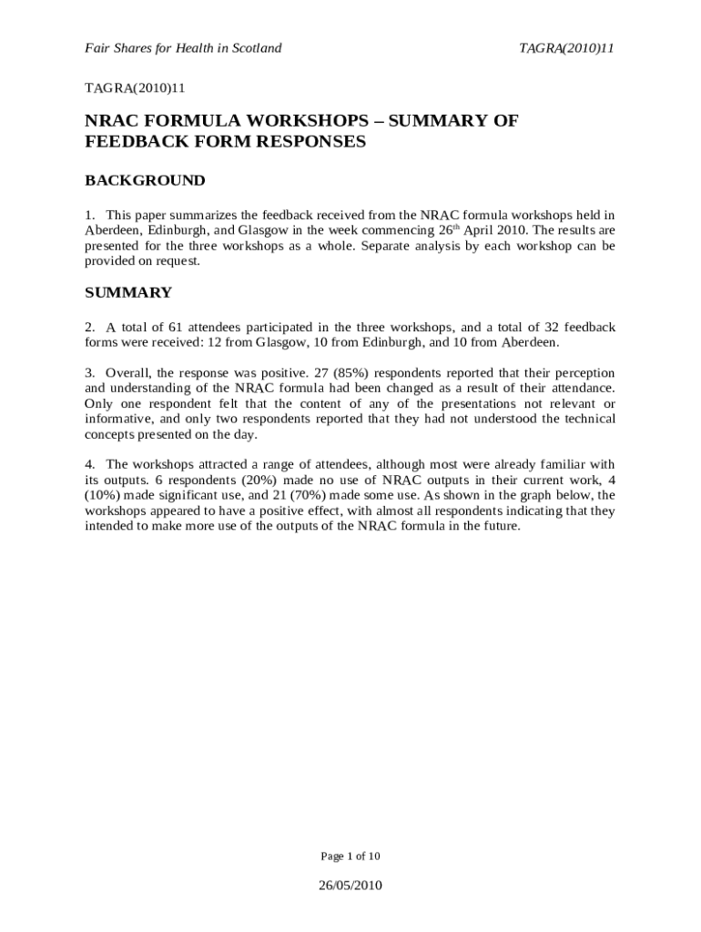 NRAC ula WorkshopsSummary of feedback responses Doc Template | pdfFiller