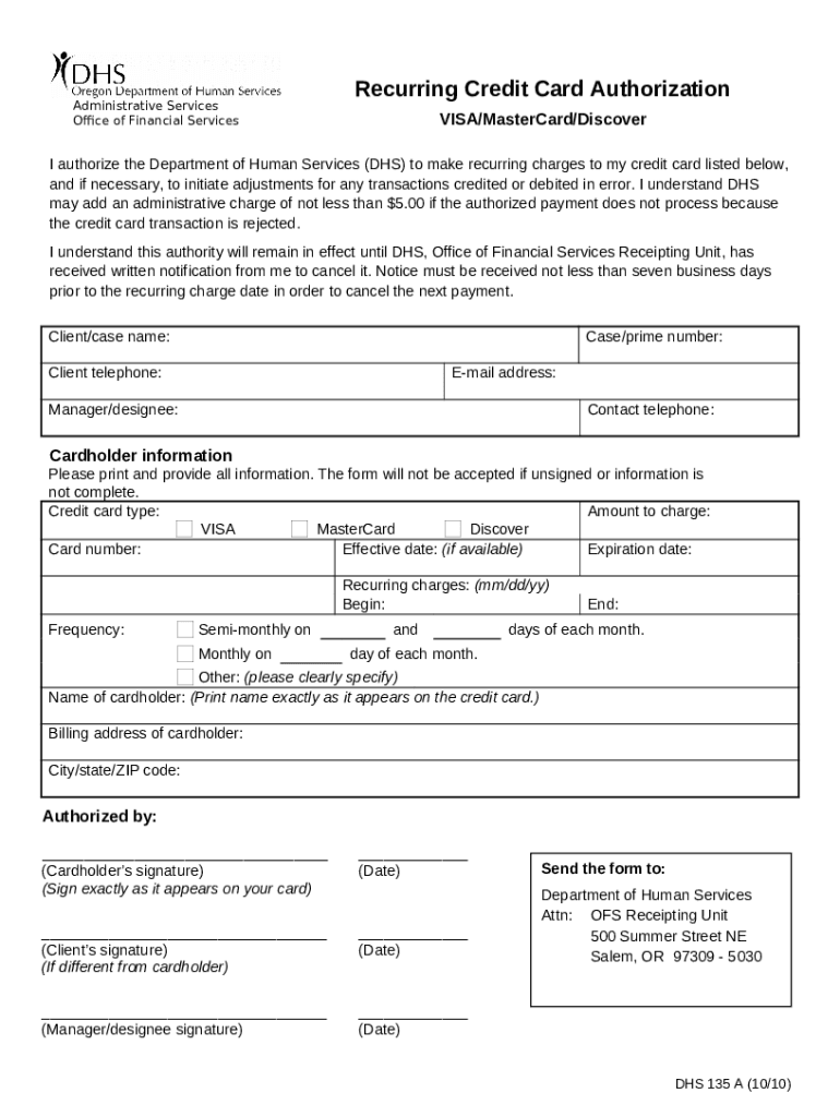 AUTHORIZATION AGREEMENT FOR RECURRING ... Doc Template | pdfFiller