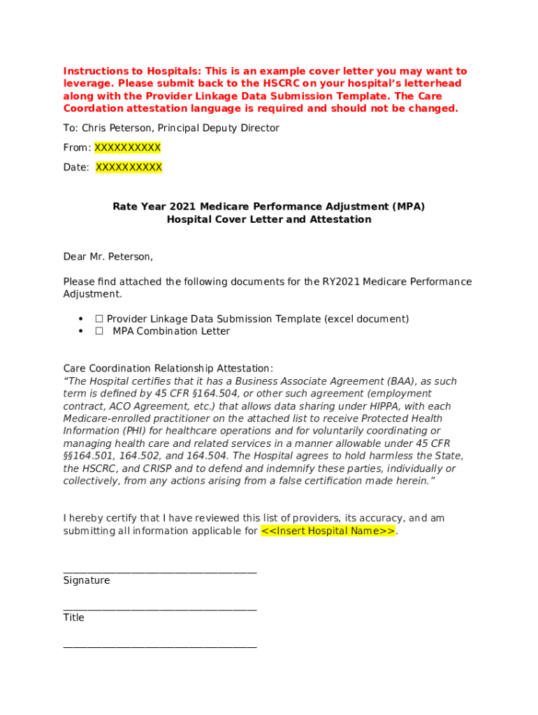 Y2 MPA Cover Letter and Attestation Example Doc Template | pdfFiller