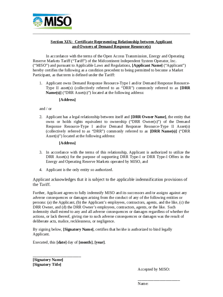 Section XIV: Certificate Representing Agency Relationship ... Doc ...