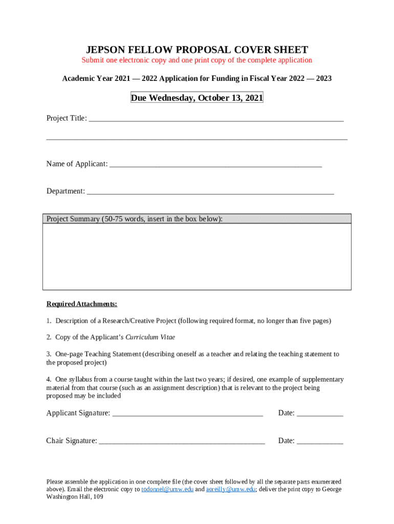 MARY WASHINGTON COLLEGE PROFESSIONAL DEVELOPMENT GRANT PROPOSAL COVER ...