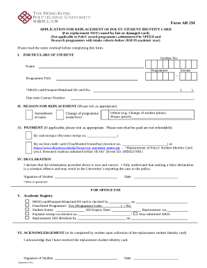 Application for Replacement of PolyU Student Identity Card Doc Template ...